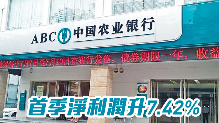 農業銀行1288｜首季淨利潤升7.42%至707.5億人幣