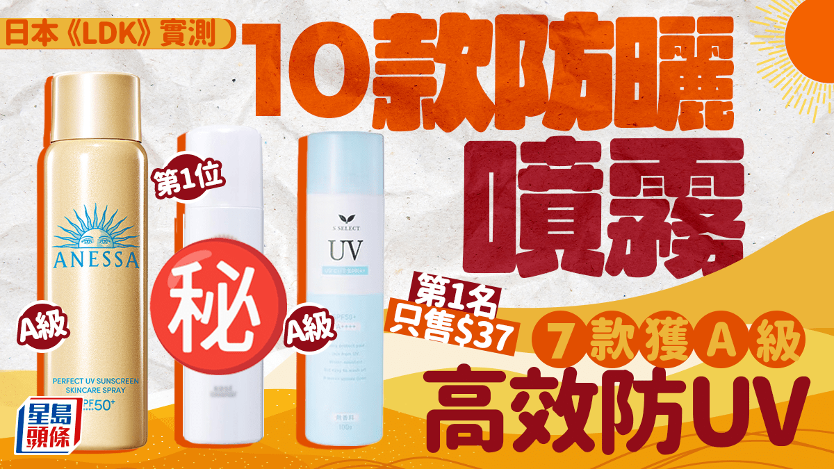 防曬噴霧推薦｜日本《LDK》實測10款人氣產品 7款獲A級高效防UV 第1名只售$37
