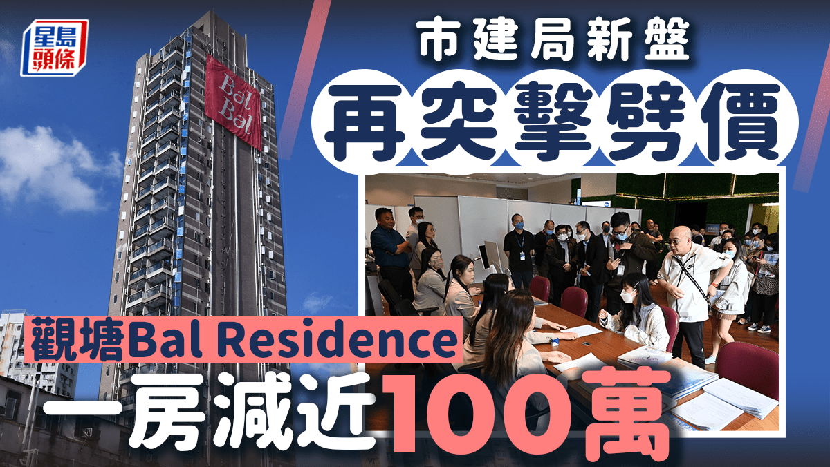市建局新盤再突擊劈價 觀塘Bal Residence一房減近100萬