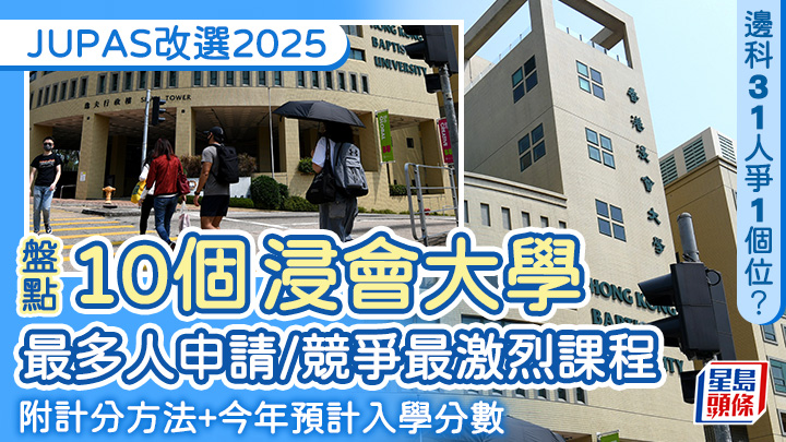 JUPAS改選2025︱浸會大學BU 盤點10個最多人申請/競爭最激烈課程 邊科31人爭1個位？ 附今年預計收分