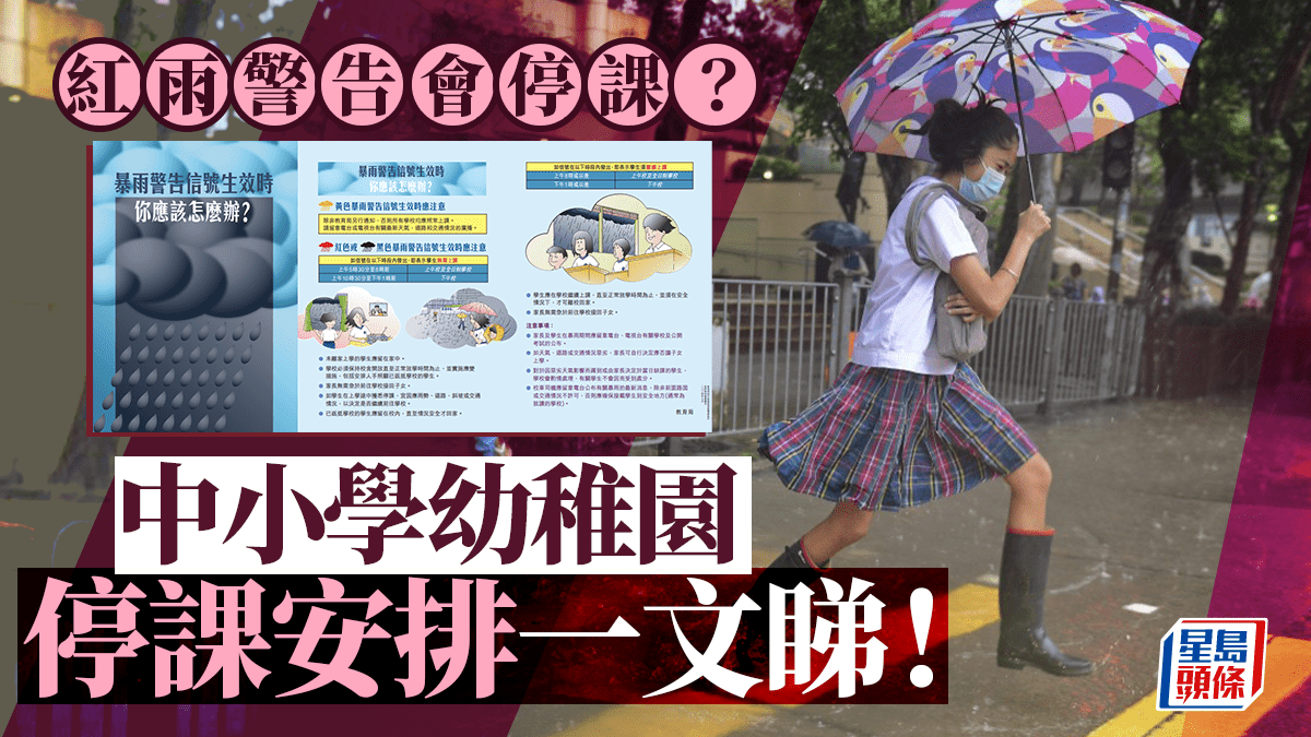 教育局暴雨颱風停課安排：中小學幼稚園最新指引一文睇
