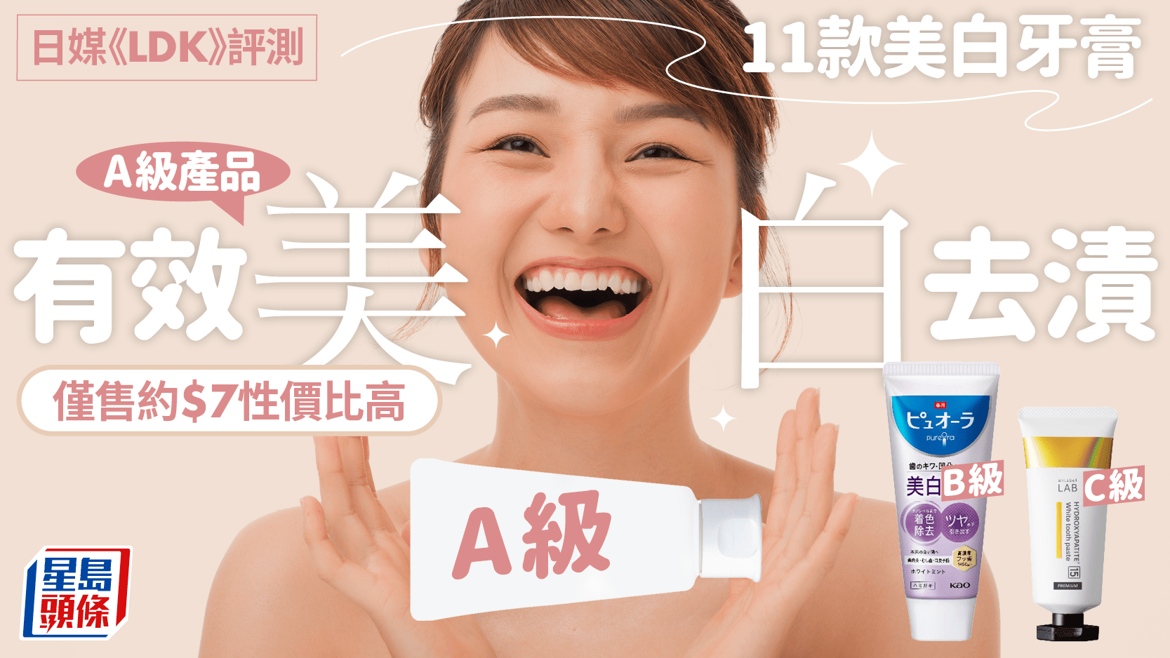 美白牙膏推介｜日媒《LDK》評測11款人氣產品 A級產品有效美白去漬 僅售約$7性價比高