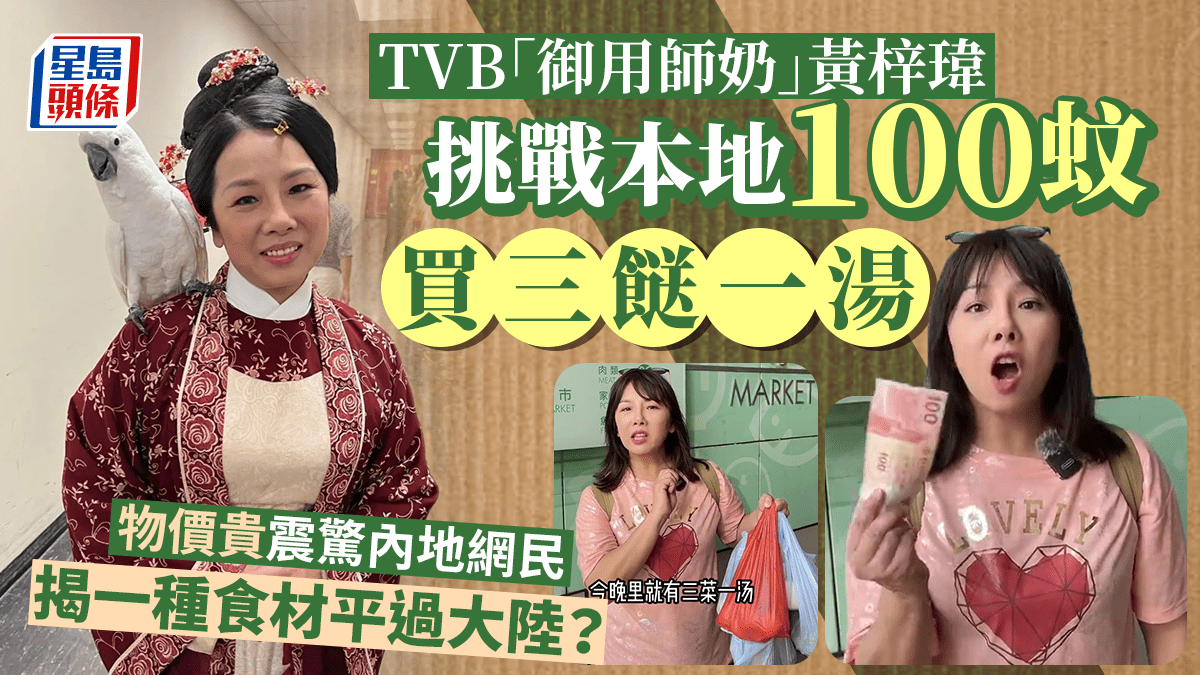TVB「御用師奶」黃梓瑋挑戰100蚊買三餸一湯 網民驚嘆一種食材平過內地
