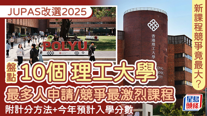 JUPAS改選2025︱理工大學PolyU 盤點10個最多人申請/競爭最激烈課程 附今年預計收分