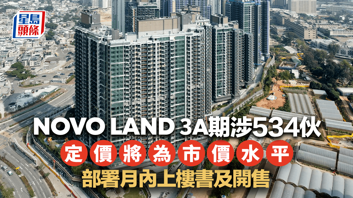 NOVO LAND 3A期共涉534伙 定價參考市價 部署月內上樓書及開售
